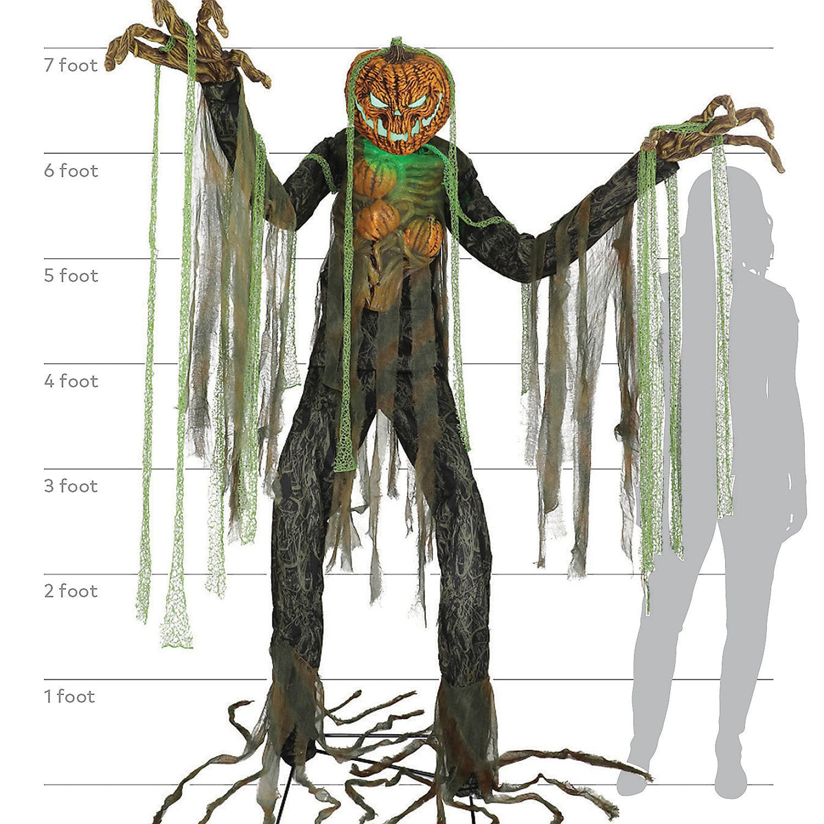 7 Ft. Animated Light-Up Root of Evil Jack-O’-Lantern Tree Monster | PIEX