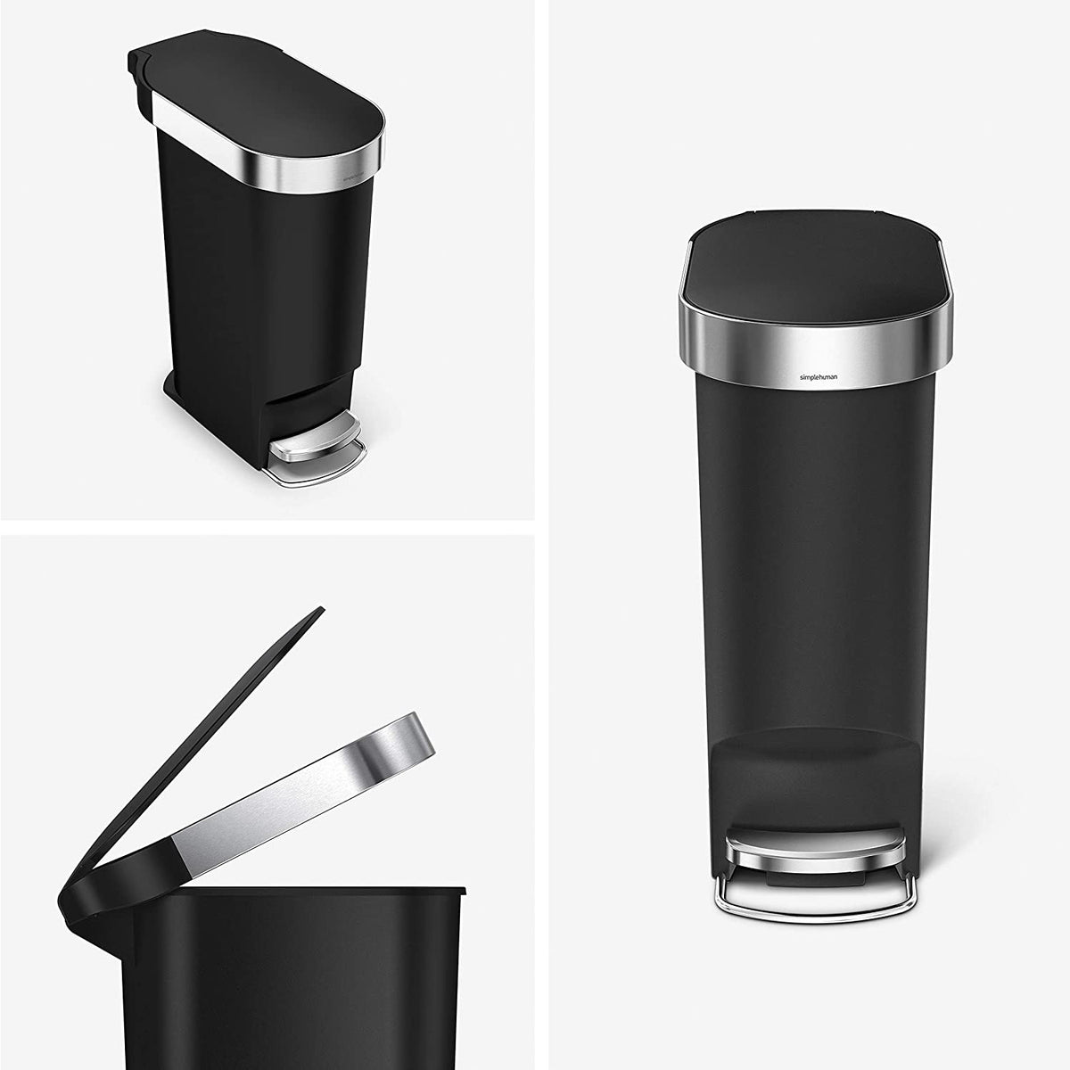 40L SLIM STEP CAN BLACK PLASTIC – PIEX